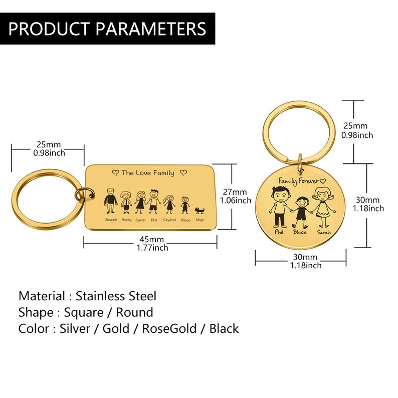 Personalized Family Keyring With Names - Etsy