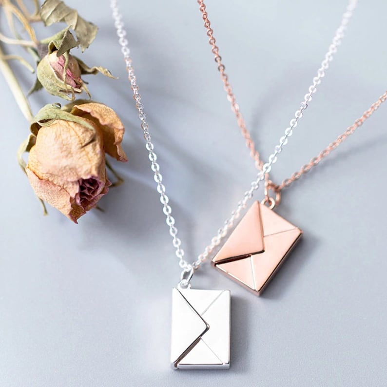 Love Letter Envelope Pendant Necklace Gold Mail Couple - Etsy