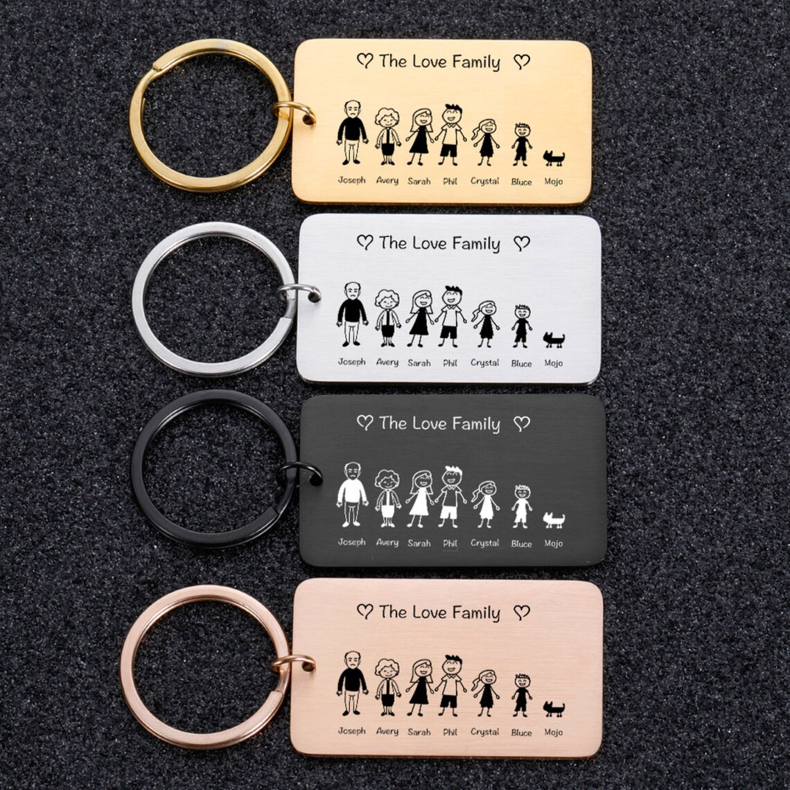 Personalized Family Keyring With Names - Etsy
