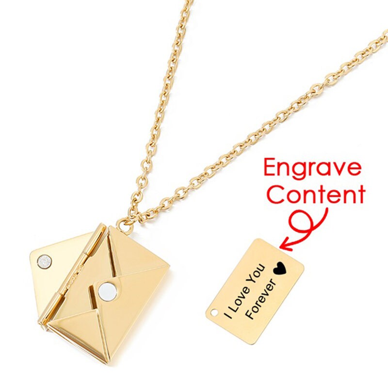Love Letter Envelope Pendant Necklace Gold Mail Couple - Etsy