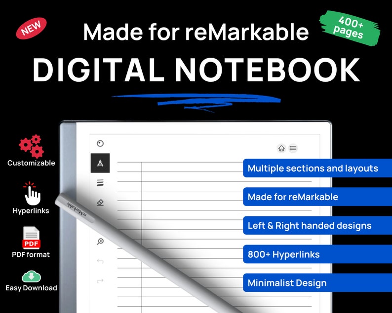 Digital Notebook for Remarkable Tablets | Remarkable 2 Templates ...