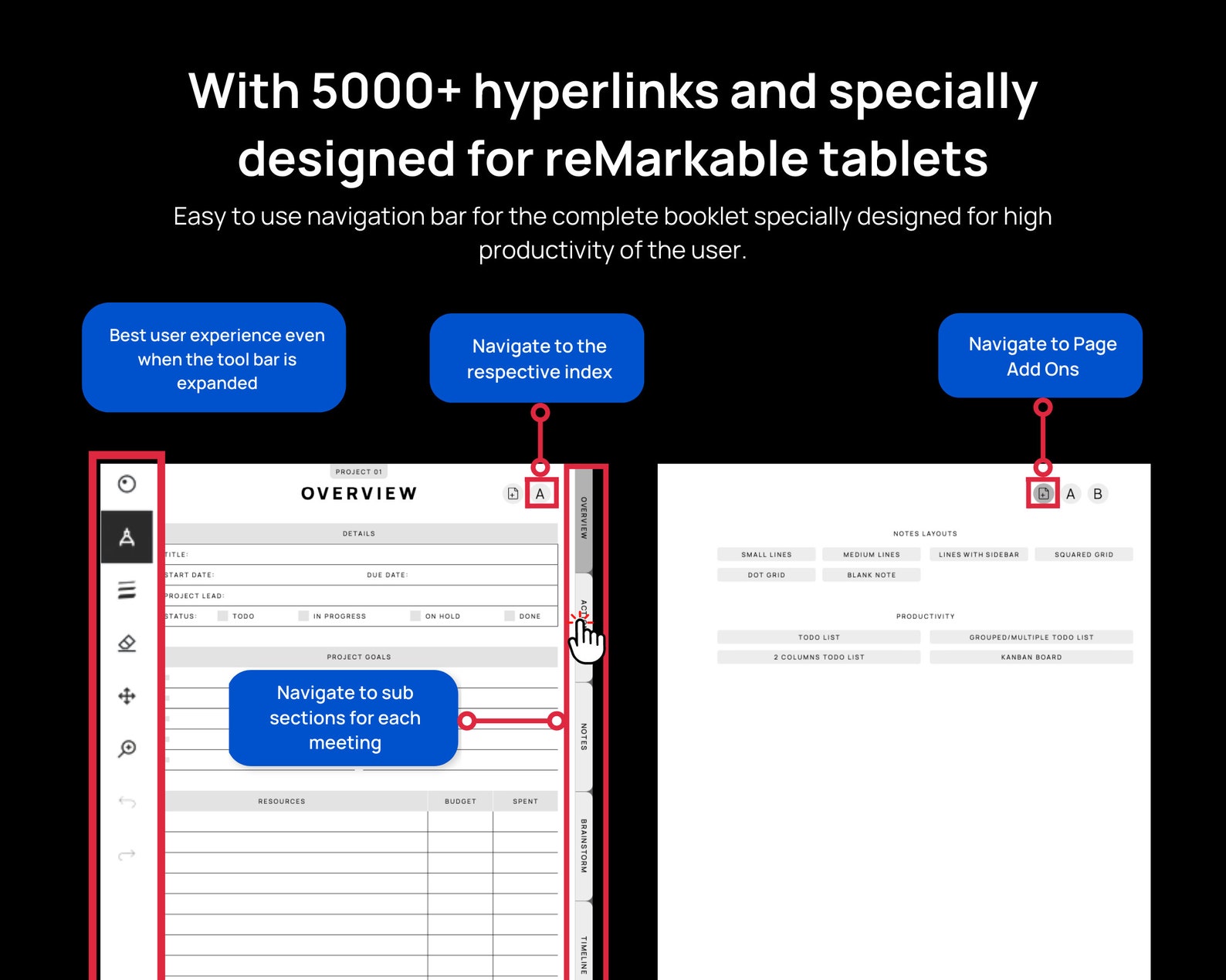 Project Planner for Remarkable Tablets | Remarkable 2 Templates ...