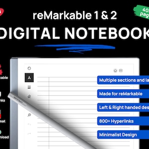 Digital Notebook for Remarkable Tablets Remarkable 2 Templates Digital ...