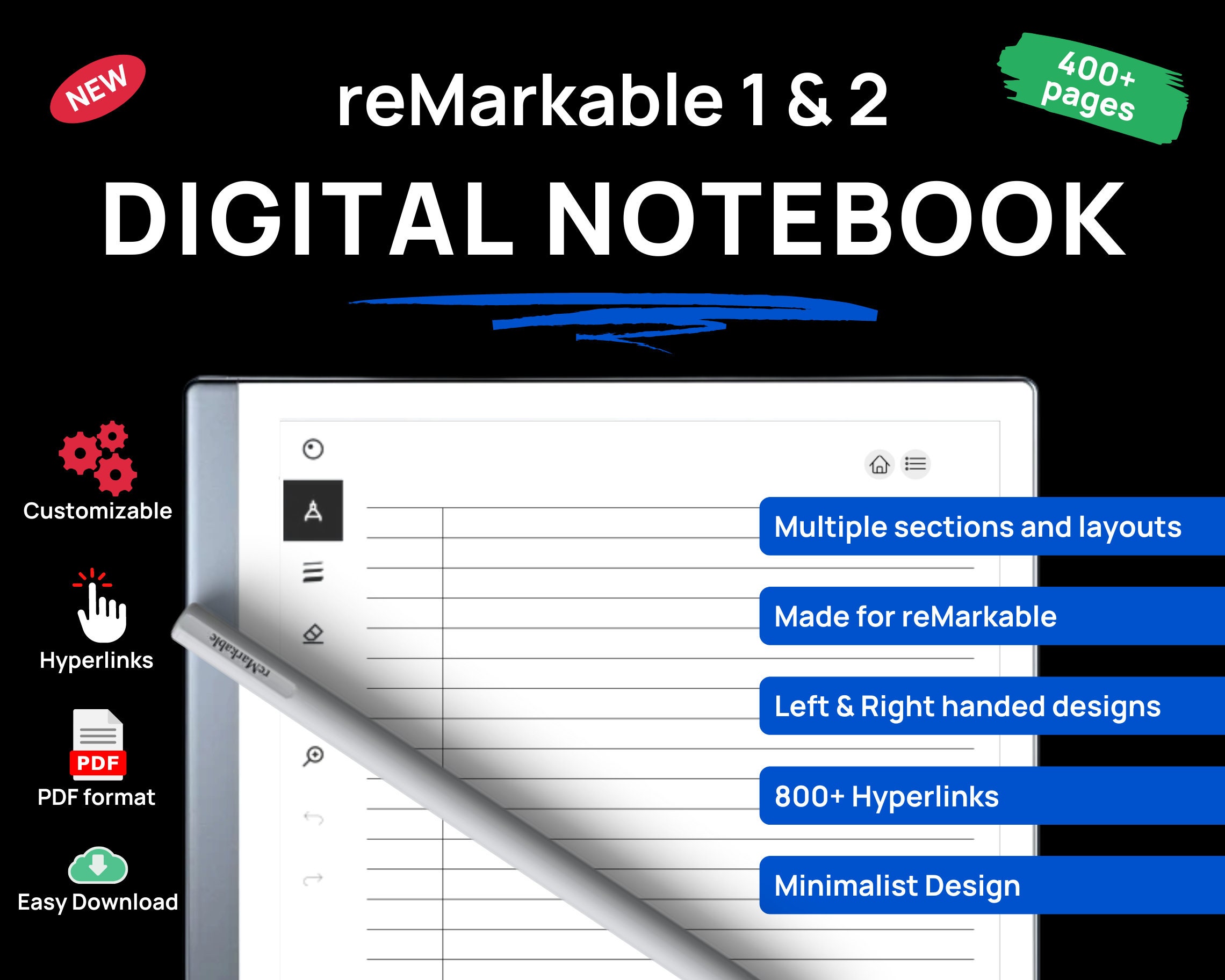 Digital Notebook for Remarkable Tablets Remarkable 2 Templates Digital ...