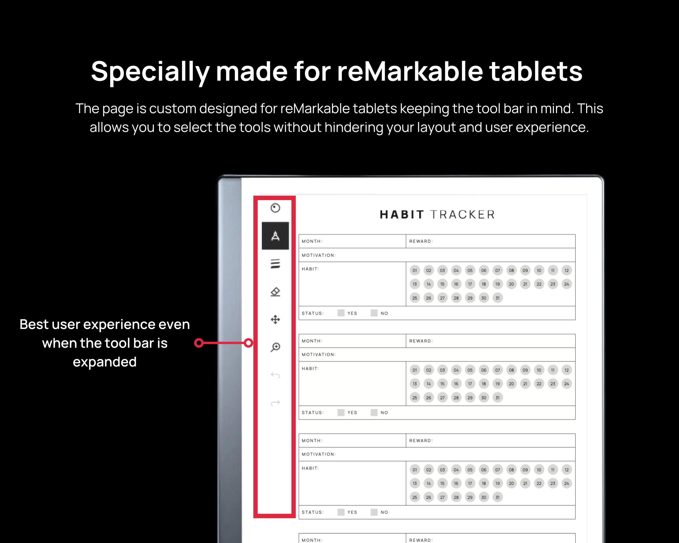 Habit Tracker for Remarkable Tablets | Remarkable 2 Templates | Habit ...