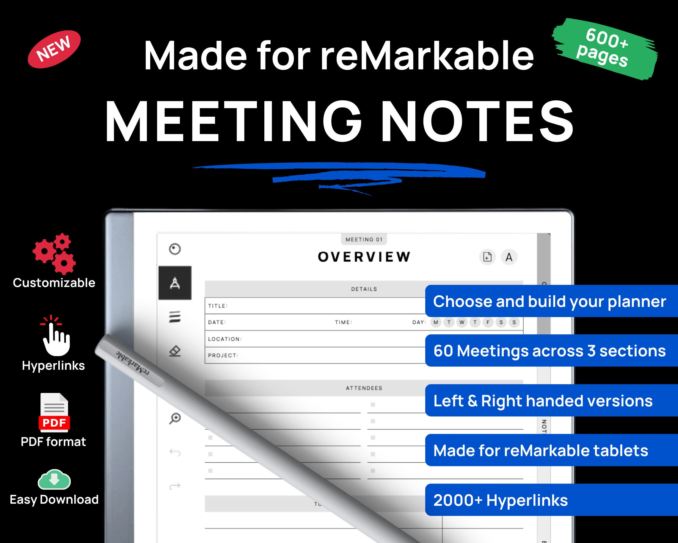 Meeting Notes Made for Remarkable Tablets | for Remarkable 2 Templates ...