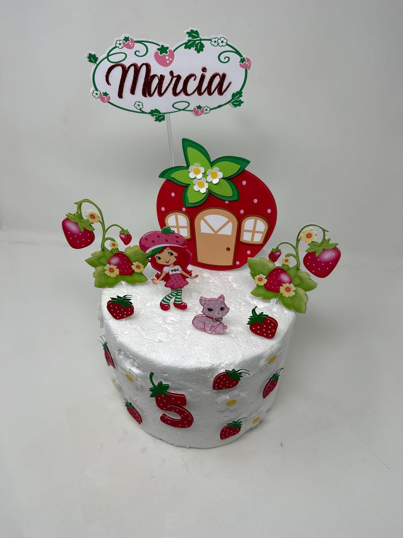 Strawberry Shortcake Cake Topper | Strawberry Birthday Party Decor - Etsy