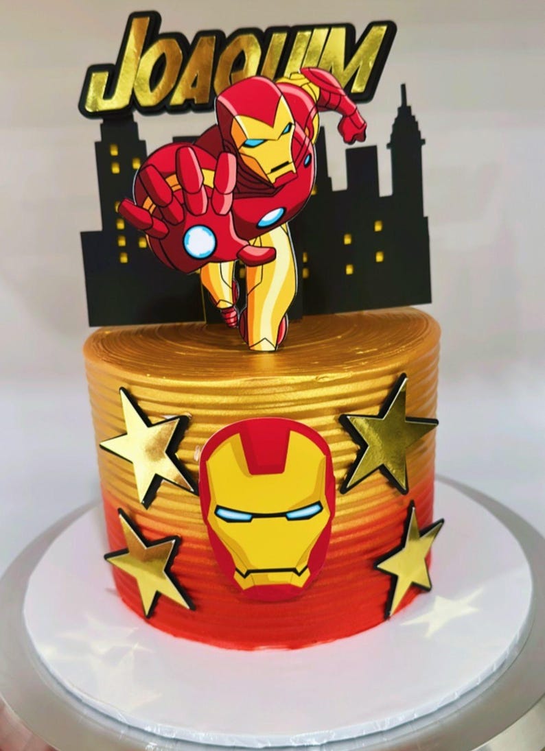 Iron Man Cake Topper - Iron Manbirthday Party- Superhero Birthday ...