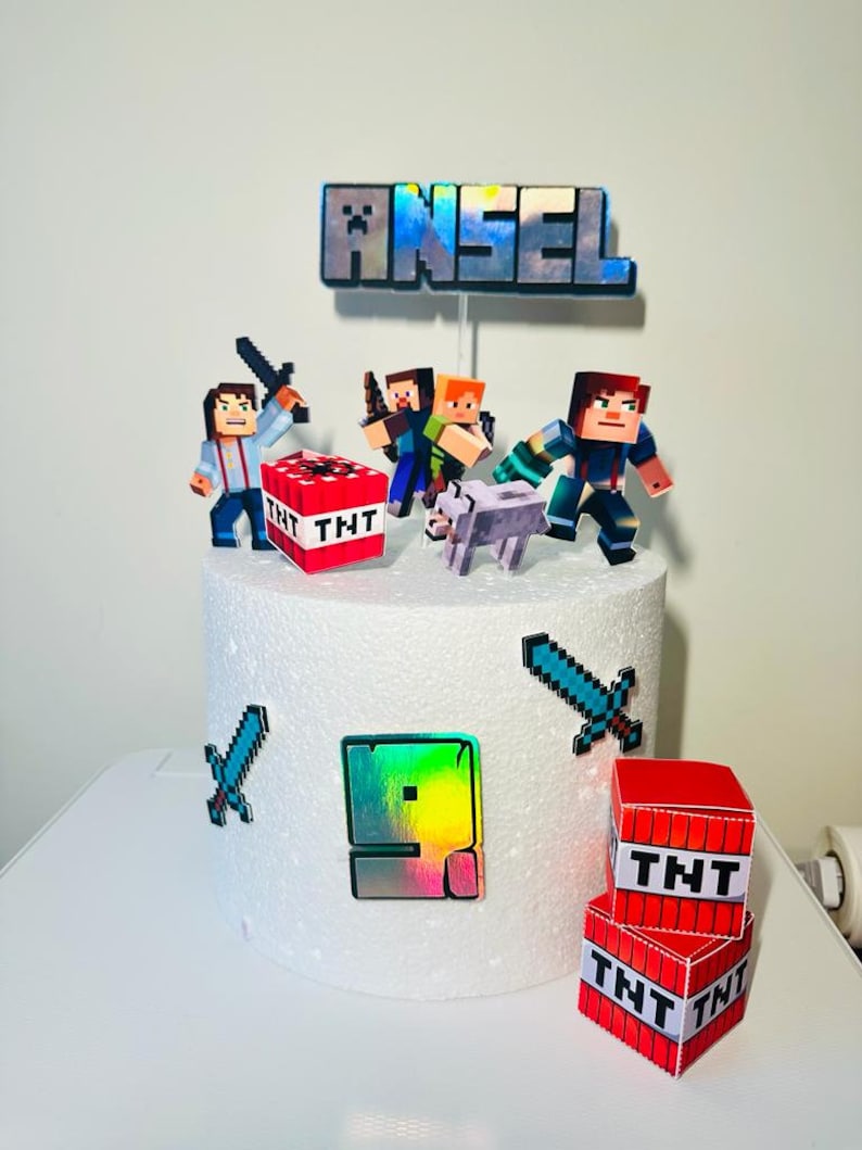 Minecraft Cake Topper Minecraft Birthday Cake Minecraft - Etsy