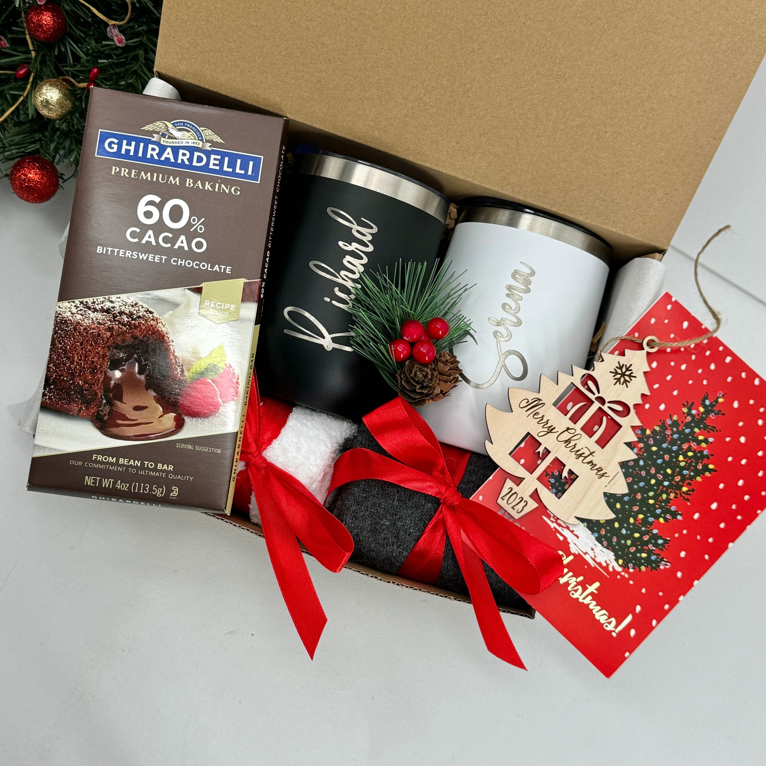 Personalized Merry Christmas Gift for Two Holidays Custom Gift Basket ...