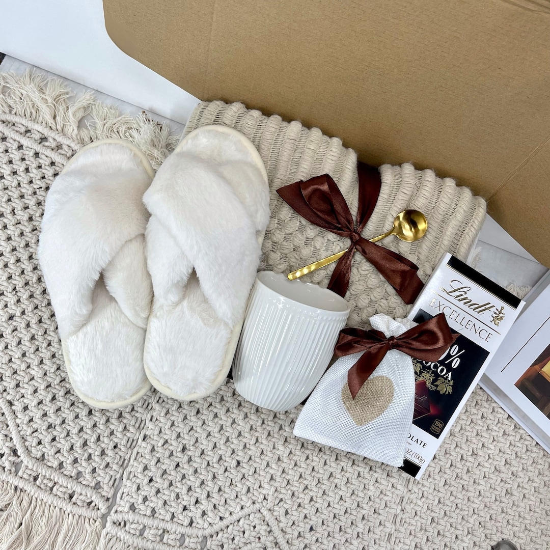 Women Cozy Gift With Blanket and Slippers Cozy Thank You Gift for Her ...