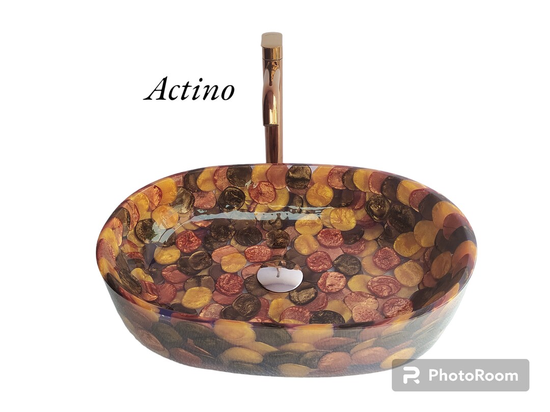 Handmade Multi-color Resin Vessel Sink: Gold, Copper, Brown - Etsy