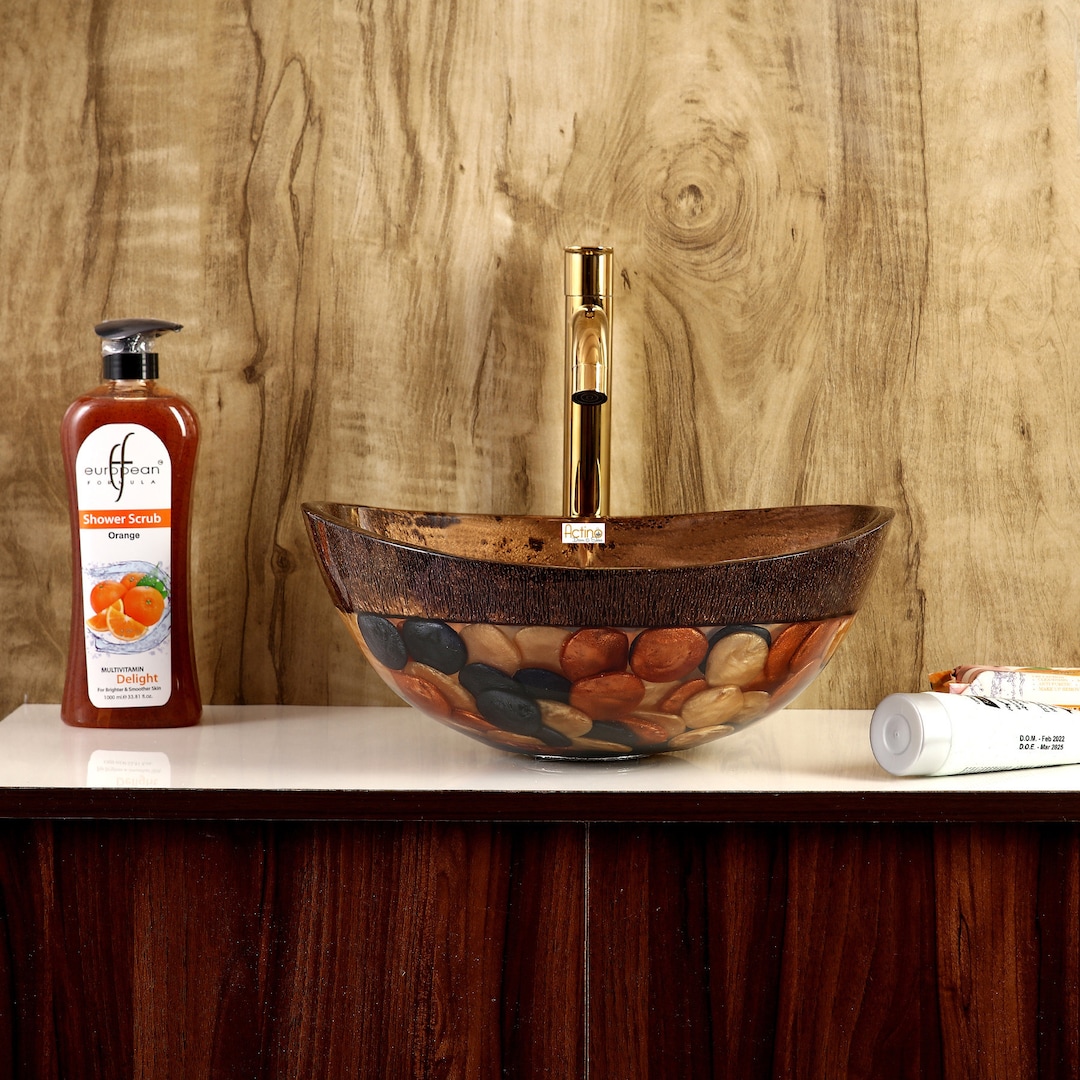 Brown Colour Handmade Bathroom Sink, Stylish Wash Basin, Colourful Wash ...