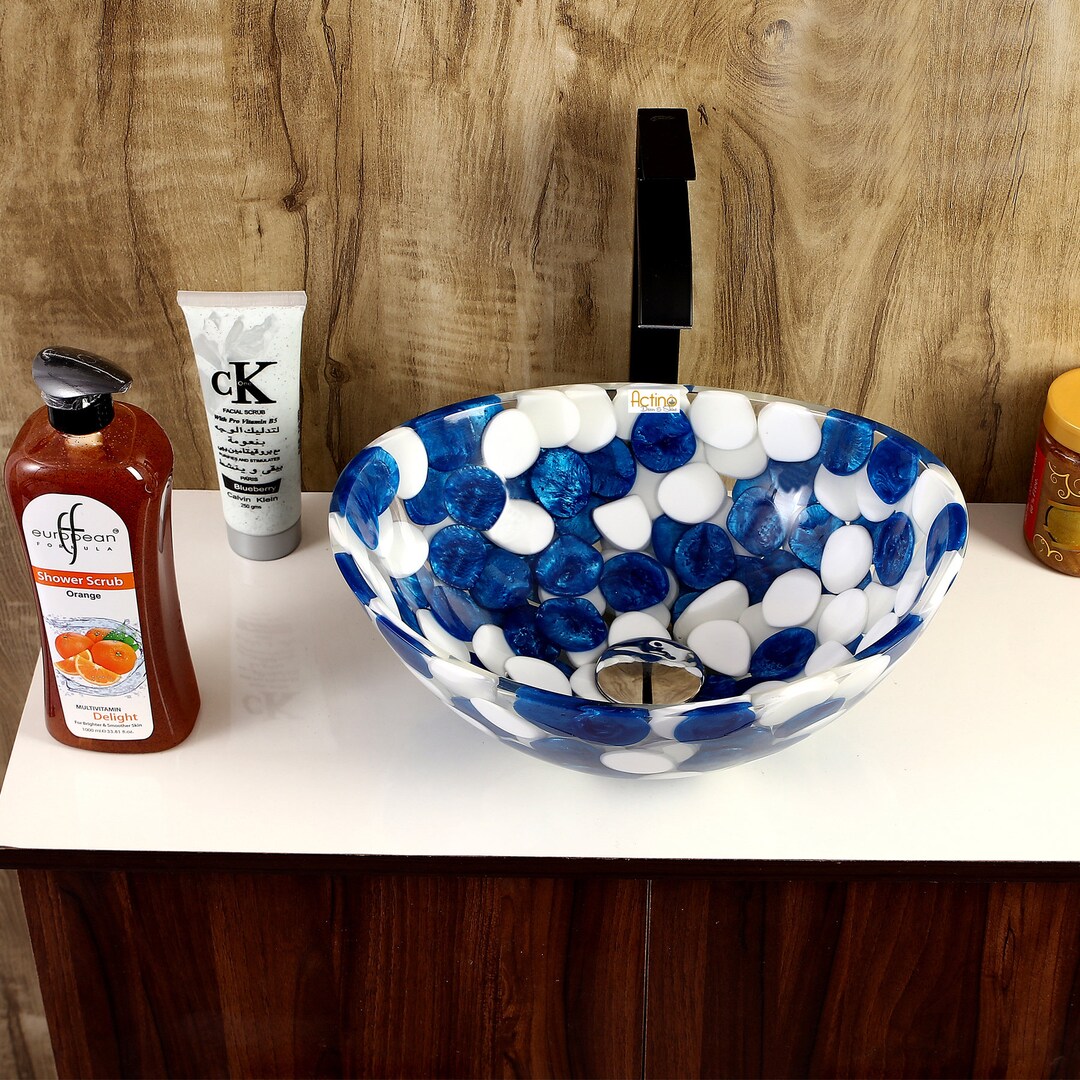 Blue and White Handmade Bathroom Sink,wash Basin,wash Basin for Living ...