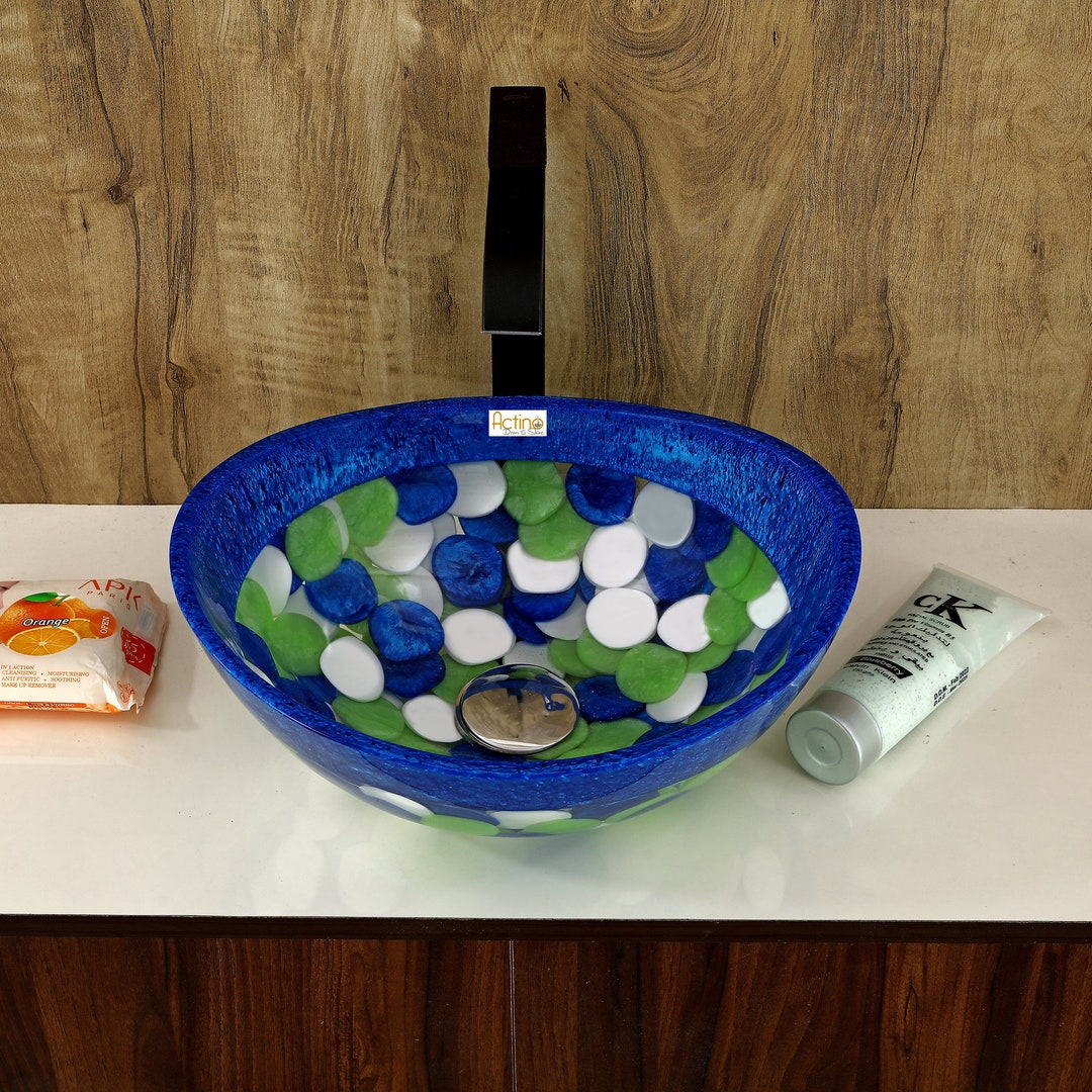 Blue Colour Handmade Bathroom Sink, Stylish Wash Basin, Colourful Wash ...