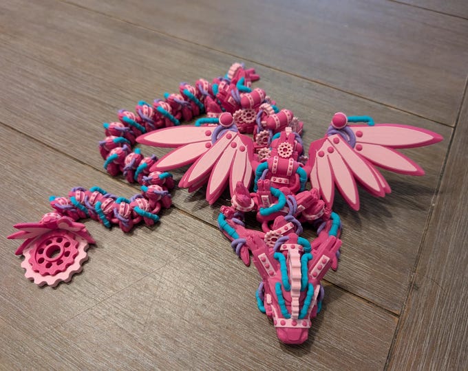 Steampunk, Flexible Dragon, 3D Printed Articulated Dragon, Fidget ...