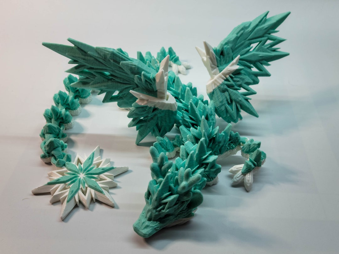 Winter Ice Dragon, Flexible Dragon, 3D Printed Articulated Dragon ...