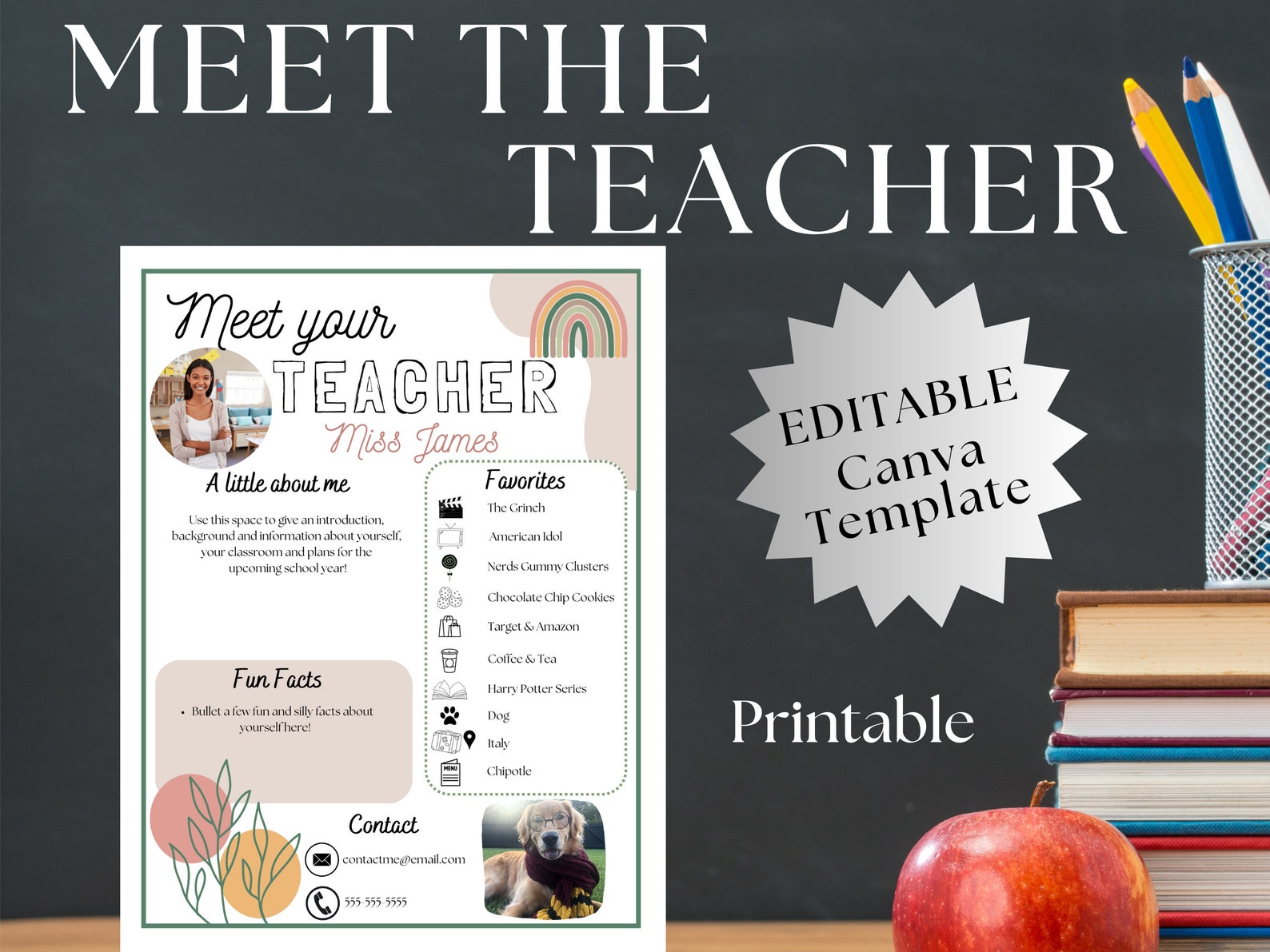 Meet the Teacher Canva Template, INSTANT DOWNLOAD, Back to School, All ...