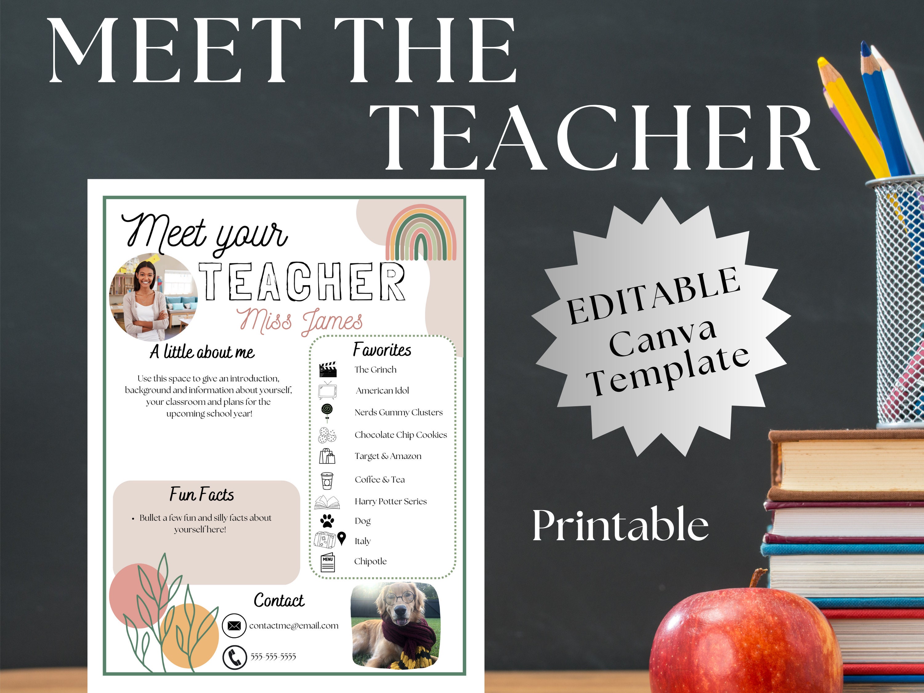 Meet the Teacher Canva Template, INSTANT DOWNLOAD, Back to School, All ...