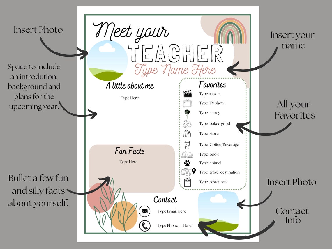 Meet the Teacher Canva Template, INSTANT DOWNLOAD, Back to School, All ...