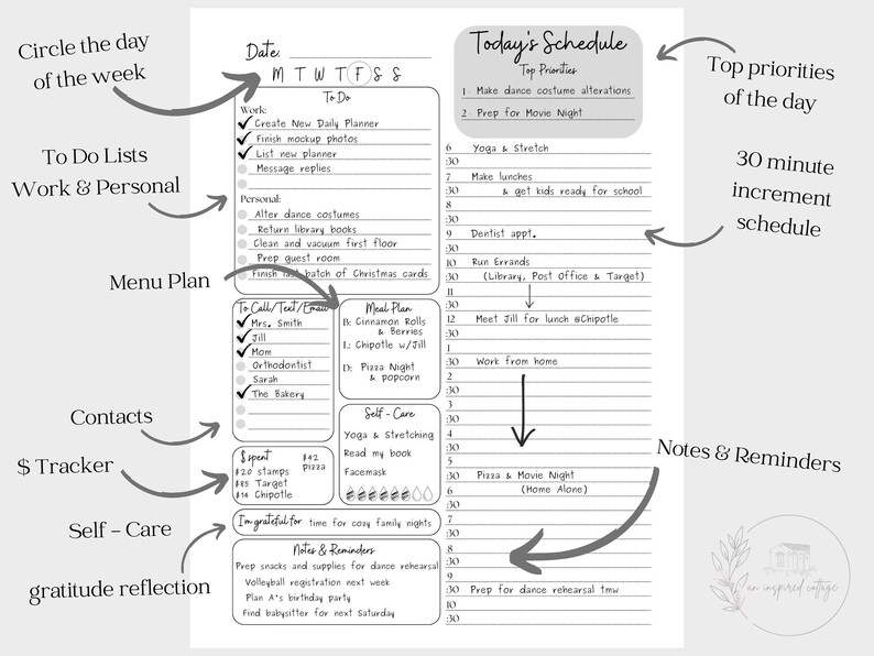 Daily Planner Printable, INSTANT DOWNLOAD, Planner Printable, to Do ...