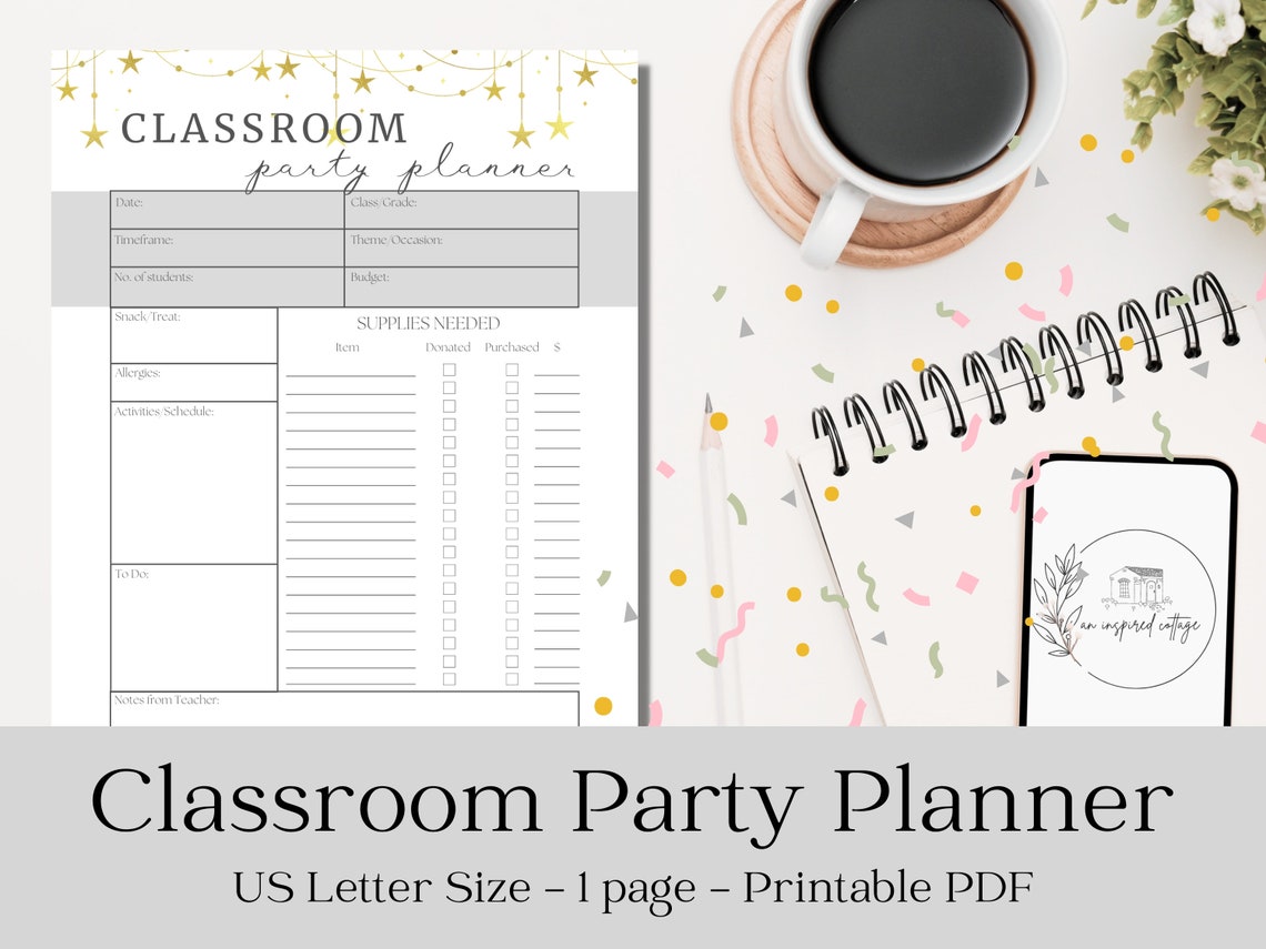 Classroom Party Planner INSTANT DOWNLOAD School Party - Etsy