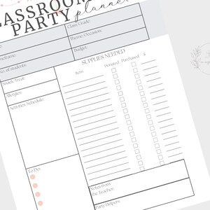Classroom Party Planner, INSTANT DOWNLOAD, School Party Planner ...
