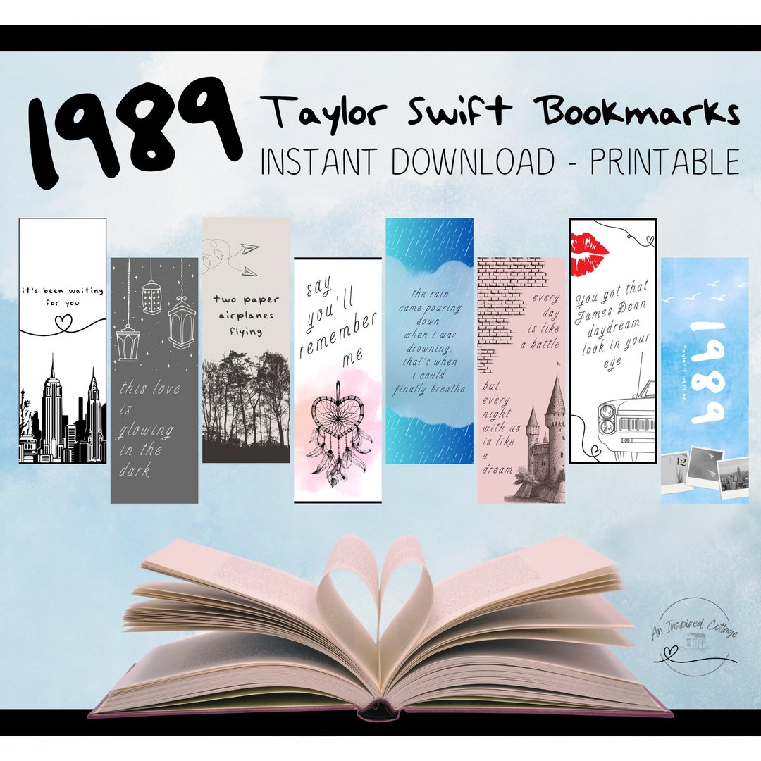 Taylor Swift 1989 Bookmarks, INSTANT DOWNLOAD, Printable Bookmarks ...