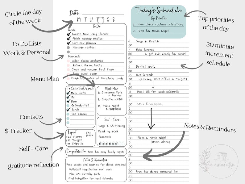Daily Planner Printable, INSTANT DOWNLOAD, Planner Printable, to Do ...