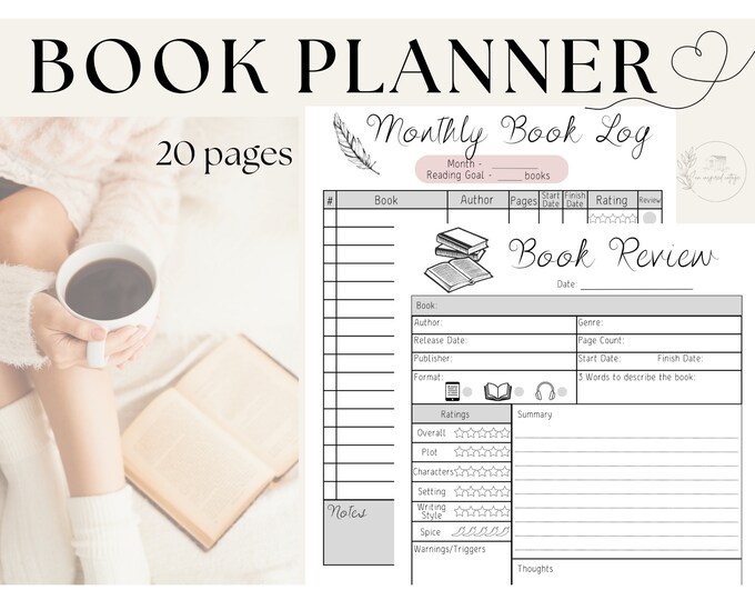 Book Planner, INSTANT DOWNLOAD, Printable Planner, Bookstagram Planner ...