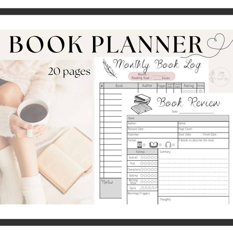Book Planner, INSTANT DOWNLOAD, Printable Planner, Bookstagram Planner ...