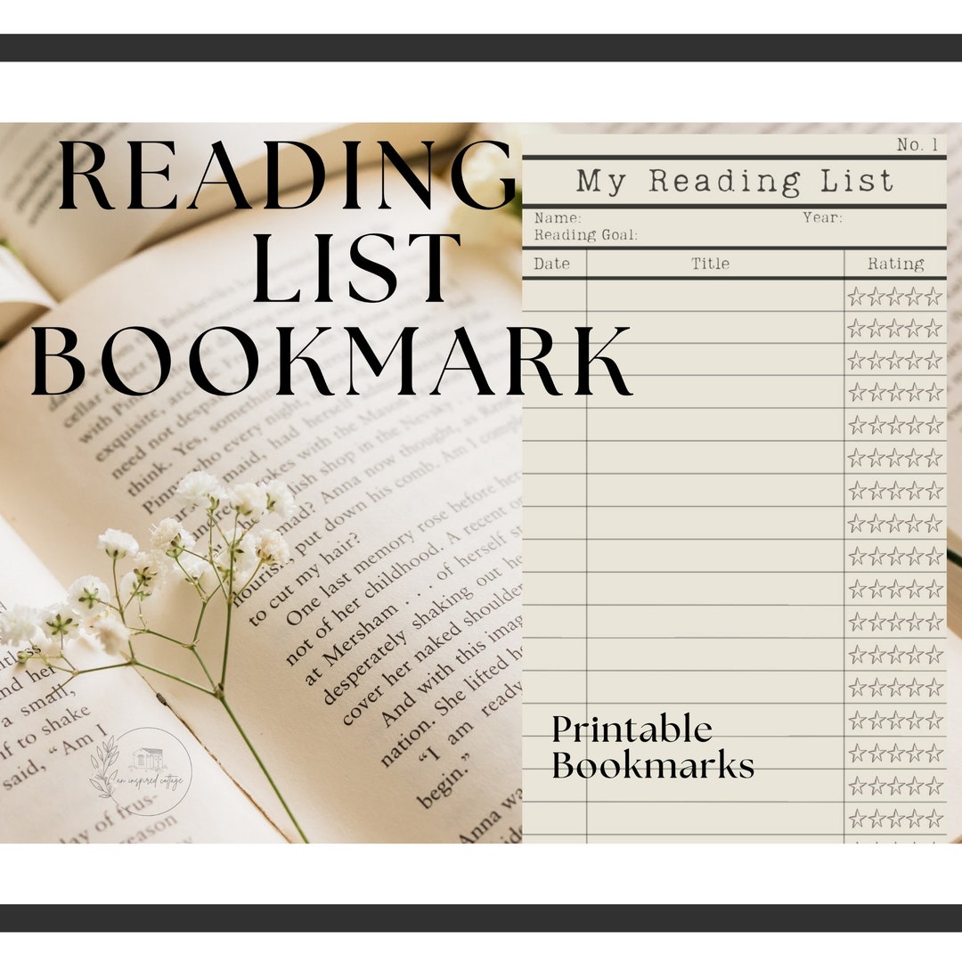 Reading List Bookmark, INSTANT DOWNLOAD, Printable Bookmark Set, Book ...