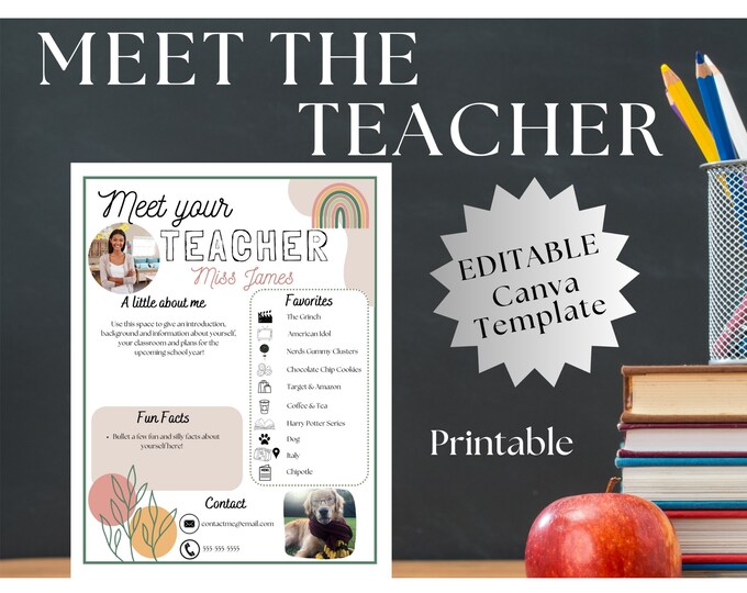 Meet the Teacher Canva Template, INSTANT DOWNLOAD, Back to School, All ...