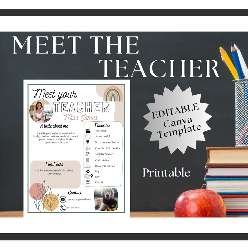Meet the Teacher Canva Template, INSTANT DOWNLOAD, Back to School, All ...