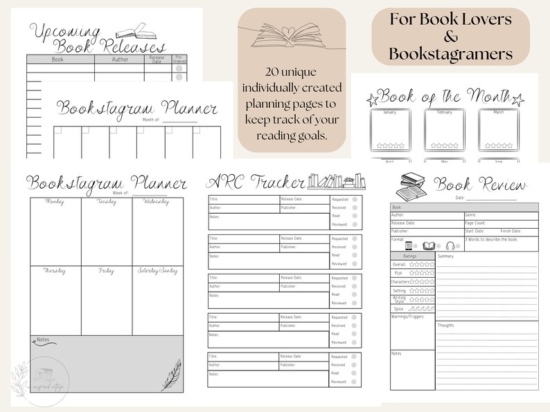 Book Planner, INSTANT DOWNLOAD, Printable Planner, Bookstagram Planner ...