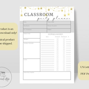 Classroom Party Planner INSTANT DOWNLOAD School Party - Etsy