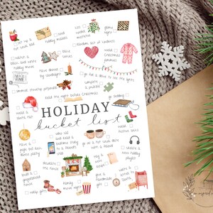 Holiday Bucket List Printable, INSTANT DOWNLOAD, Christmas Bucket List ...