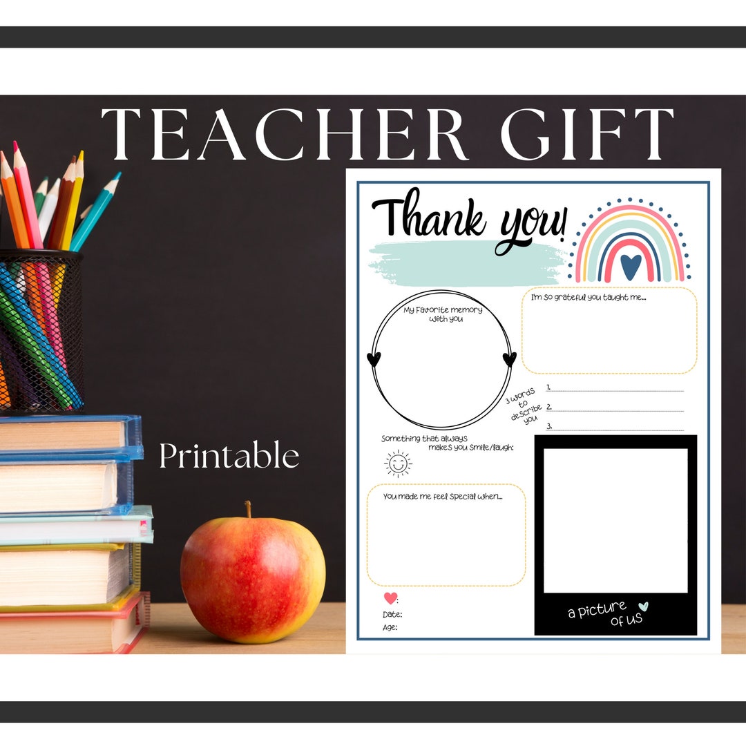 Teacher Gift Printable, INSTANT DOWNLOAD, Teacher Appreciation ...