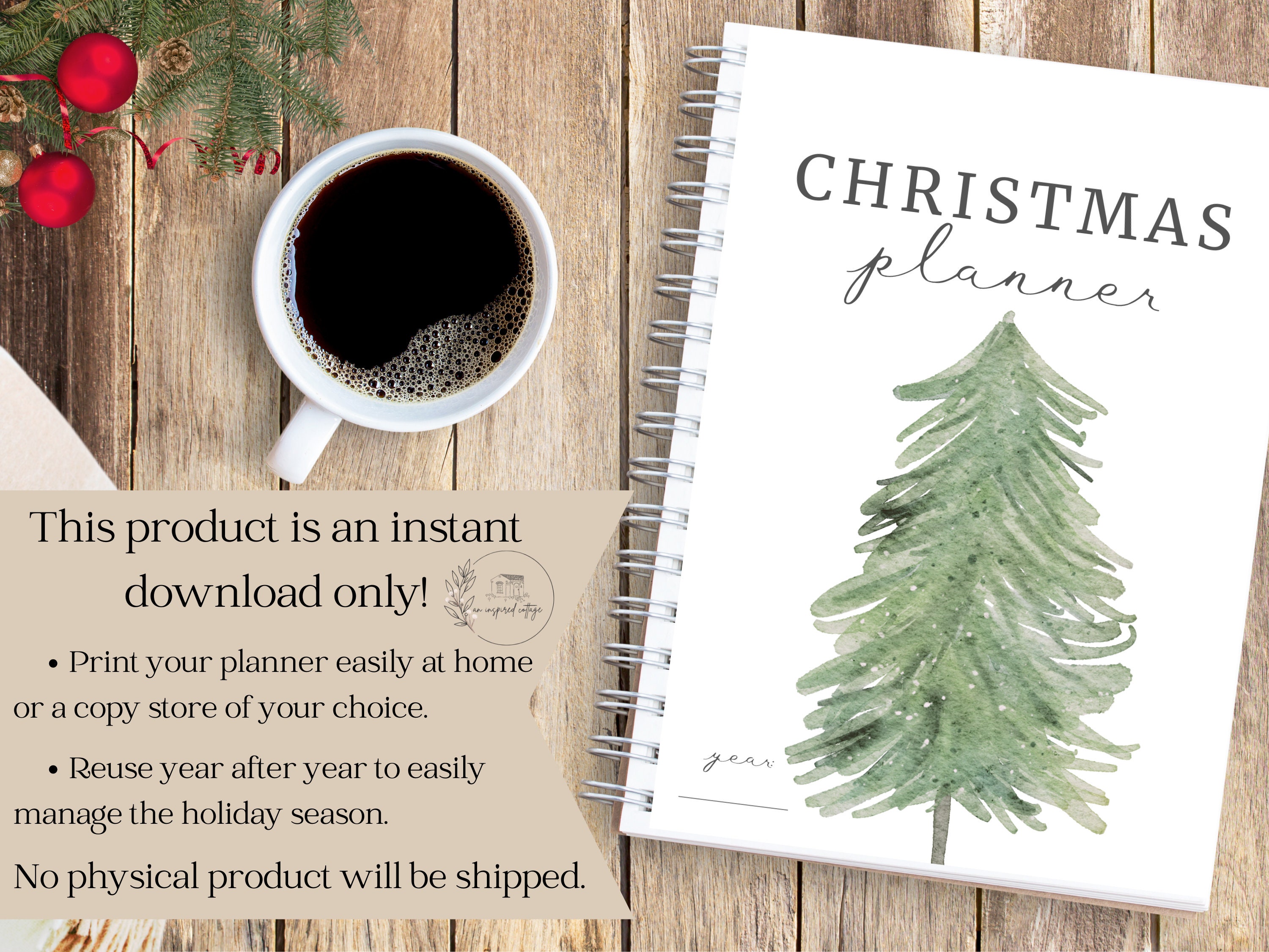 Christmas Planner Printable, INSTANT DIGITAL DOWNLOAD, Christmas ...