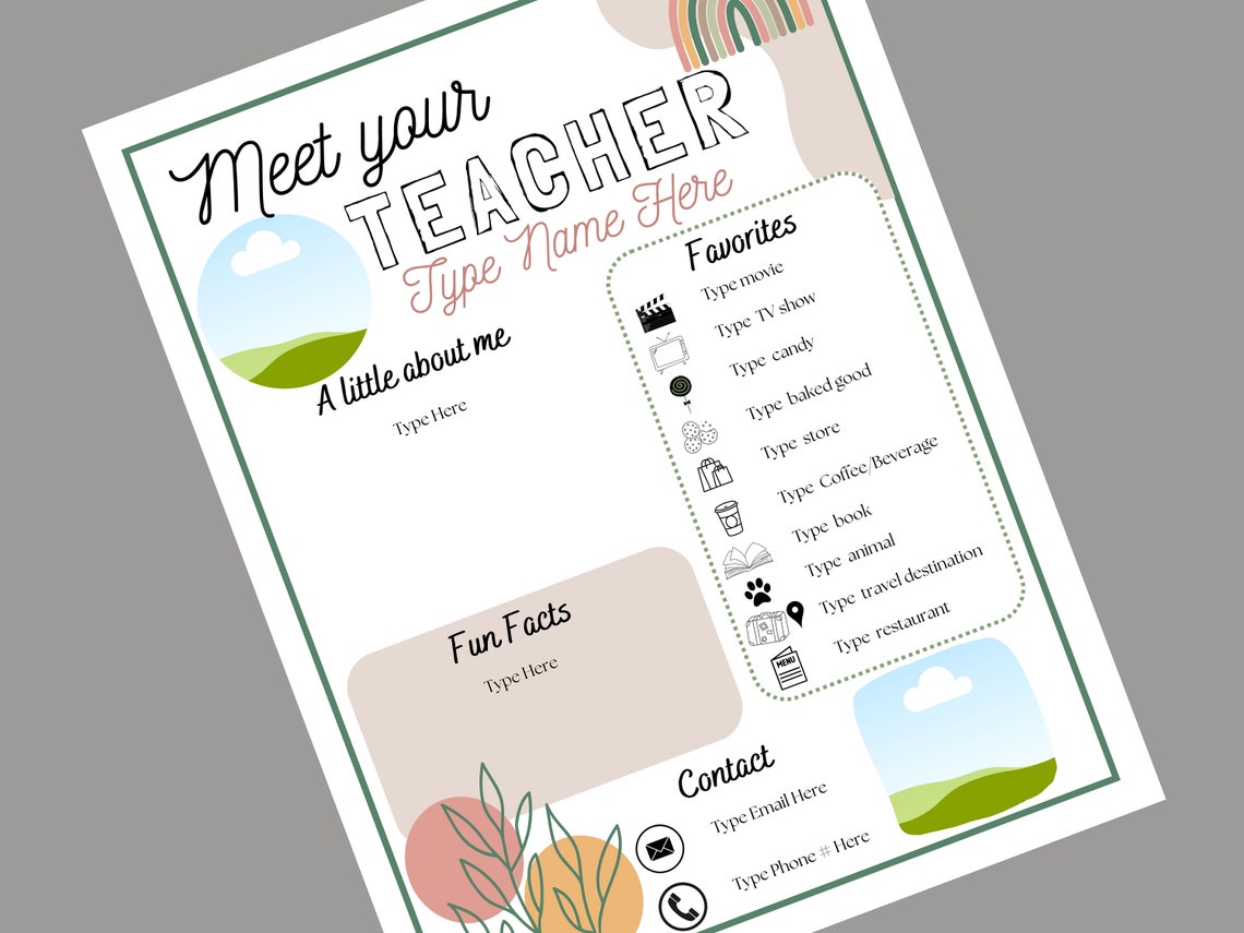Meet the Teacher Canva Template, INSTANT DOWNLOAD, Back to School, All ...