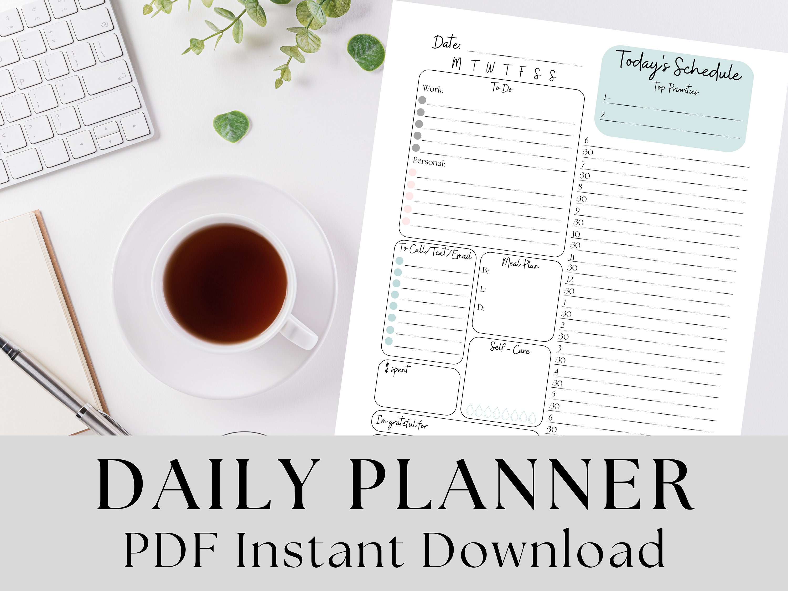 Daily Planner Printable, INSTANT DOWNLOAD, Planner Printable, to Do ...