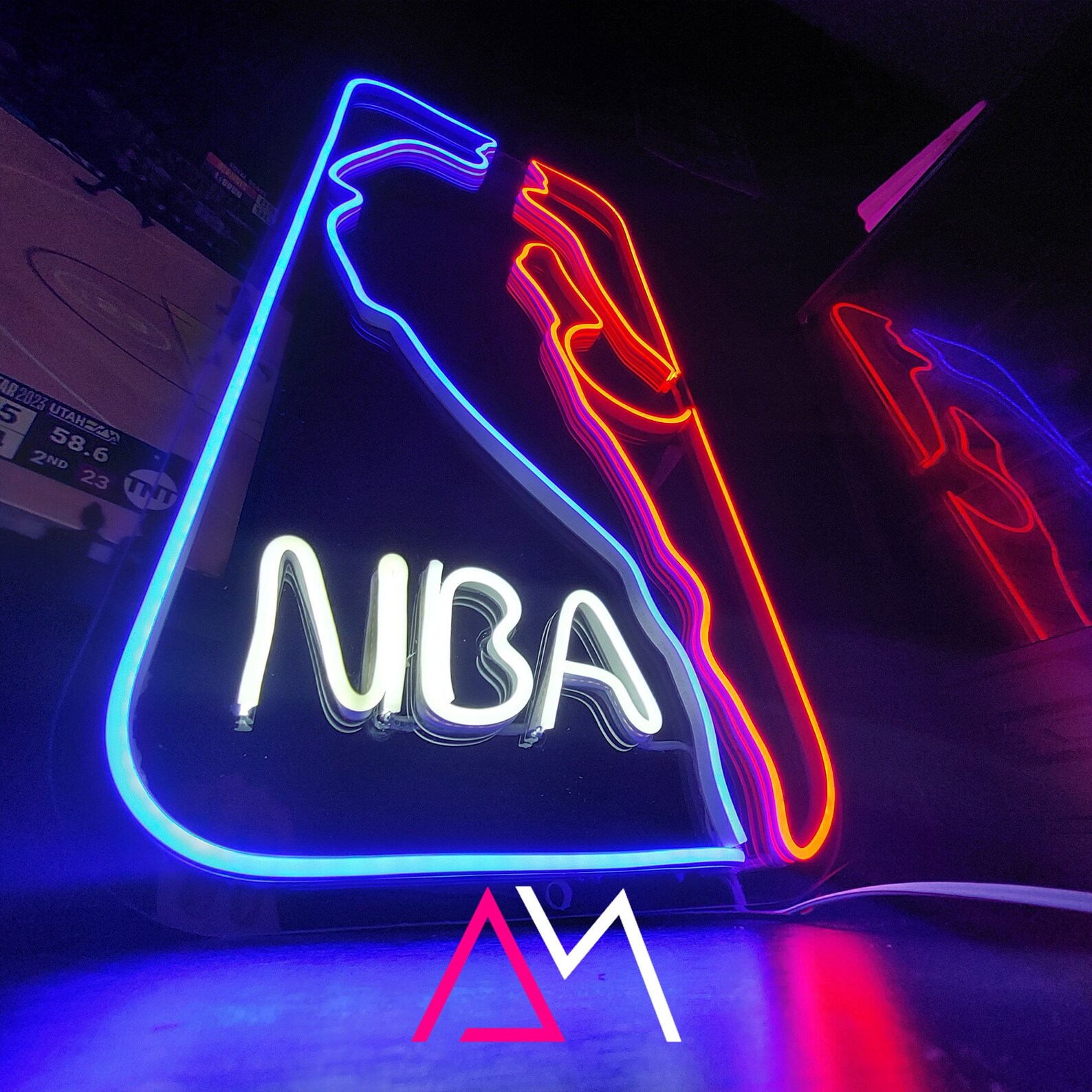 Nba Logo Neon Sign Basketball Player Wall Decor Nba Gift - Etsy