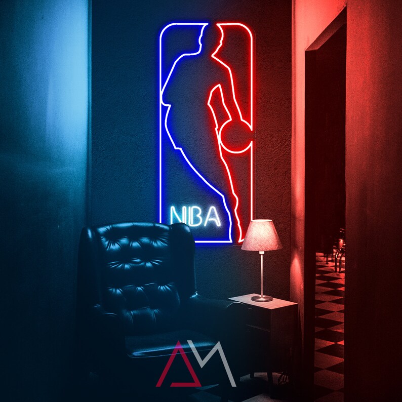 Nba Logo Neon Sign Basketball Player Wall Decor Nba Gift - Etsy