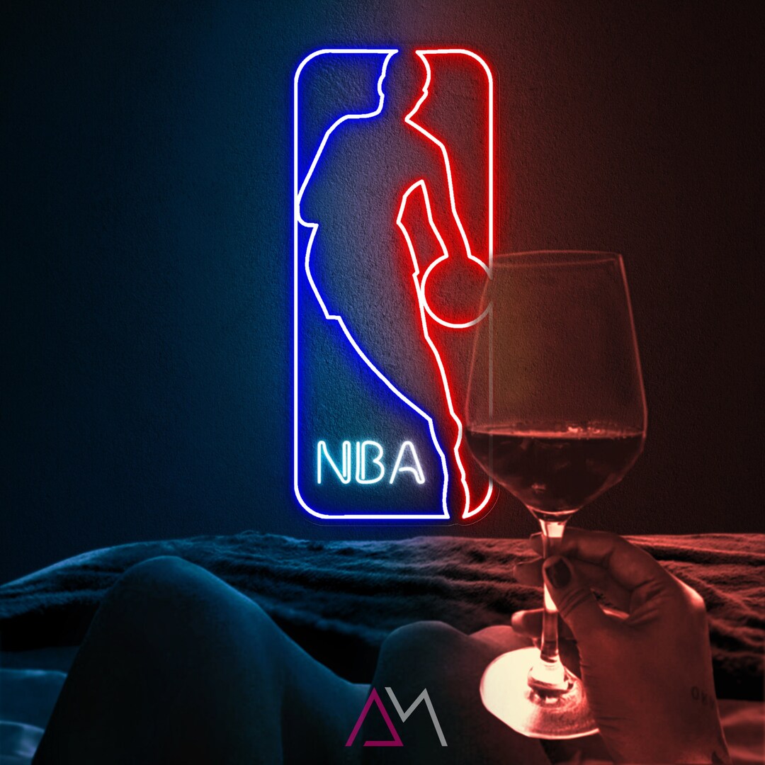 Nba Logo Neon Sign Basketball Player Wall Decor Nba Gift - Etsy