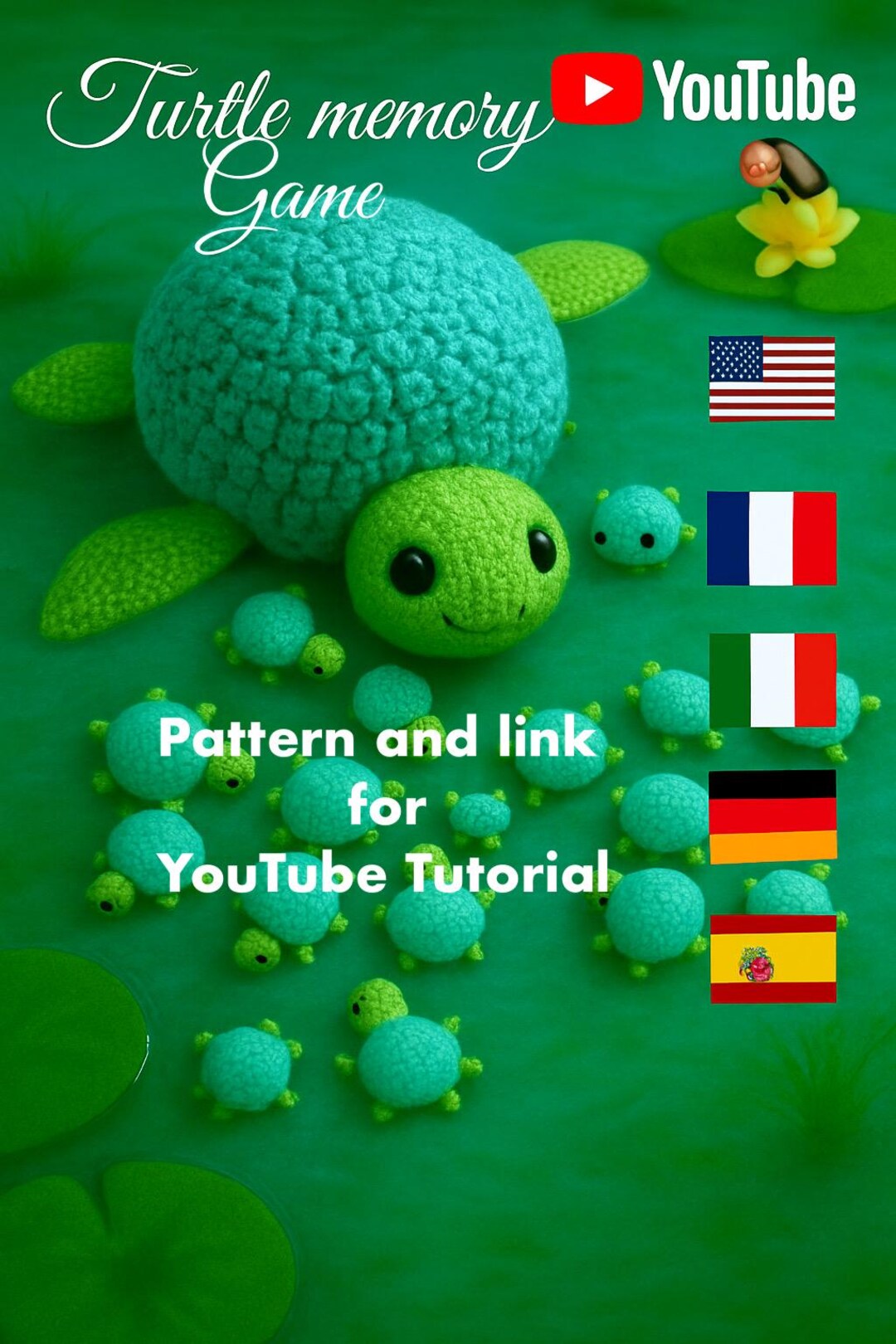 Turtle Memory Game Crochet Pattern PDF | Plush Turtle Amigurumi ...