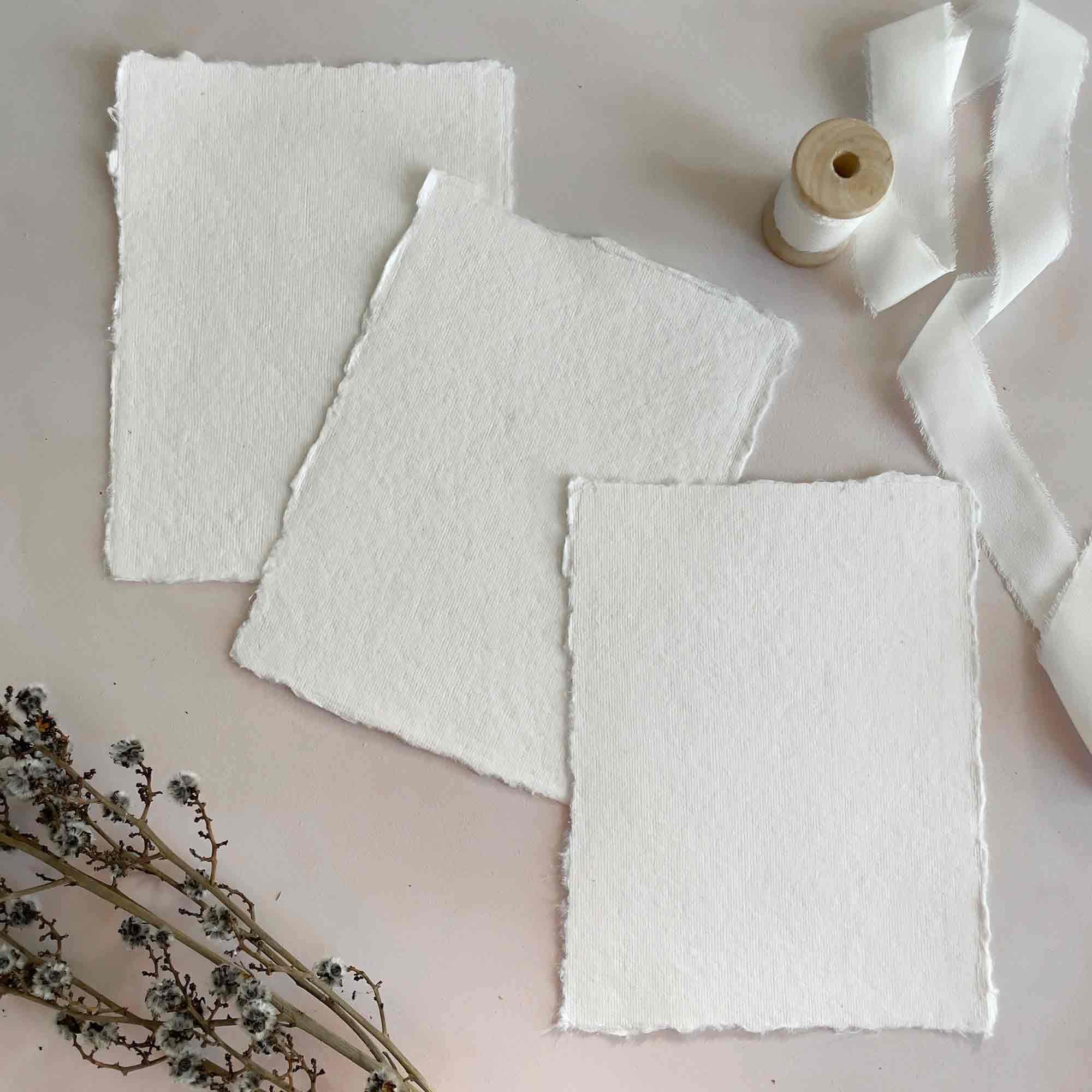 Whisper White Handmade Cotton Rag Paper | Deckle Edge Recycled Paper in ...