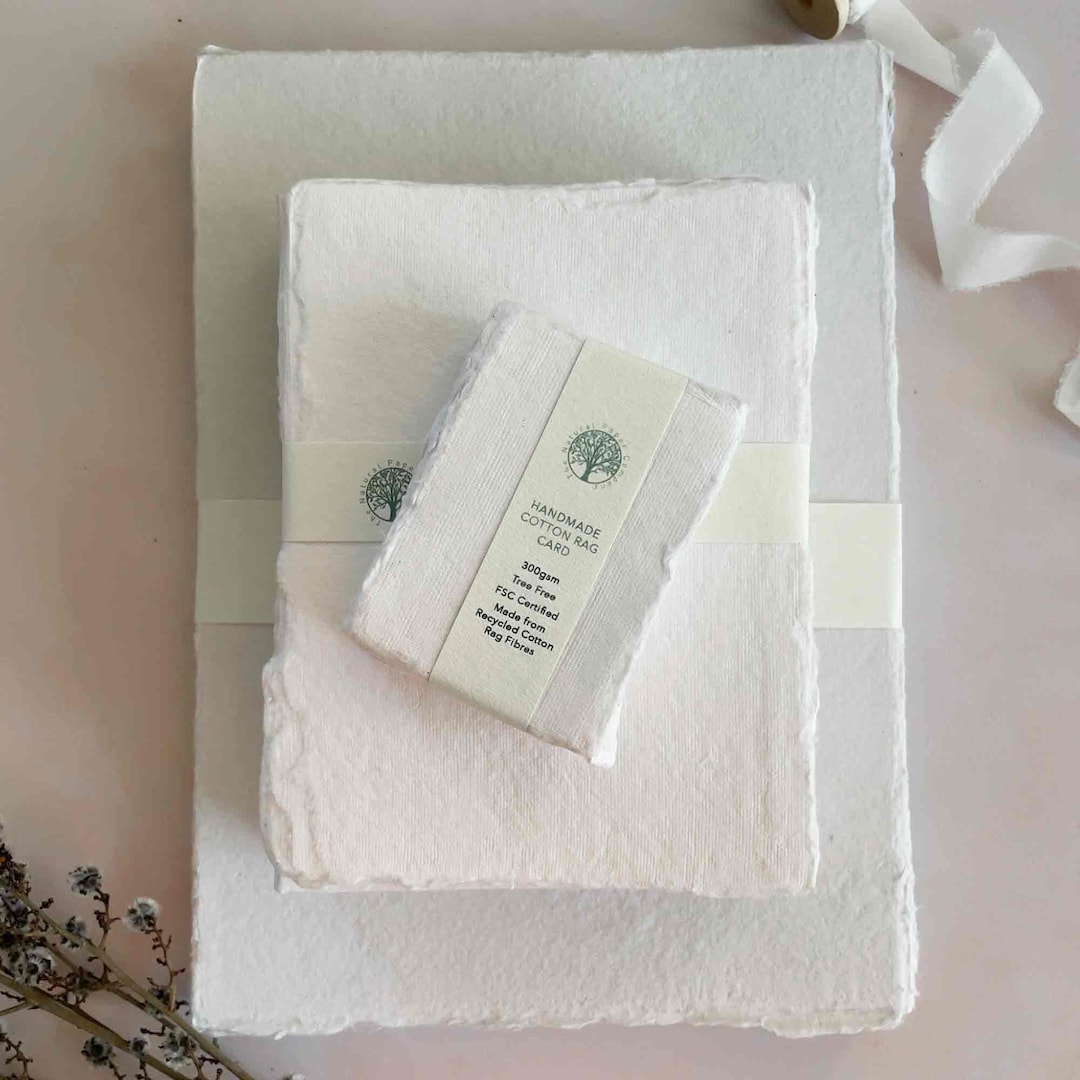 Whisper White Handmade Cotton Rag Card | Deckle Edge Card Made Recycled ...