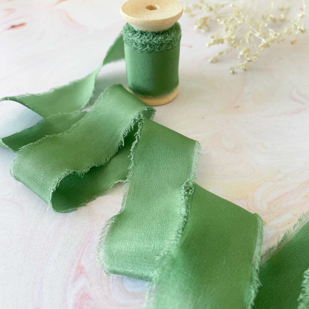 Silk Ribbon in Emerald Green / Roll of Habotai Silk Ribbon With a ...