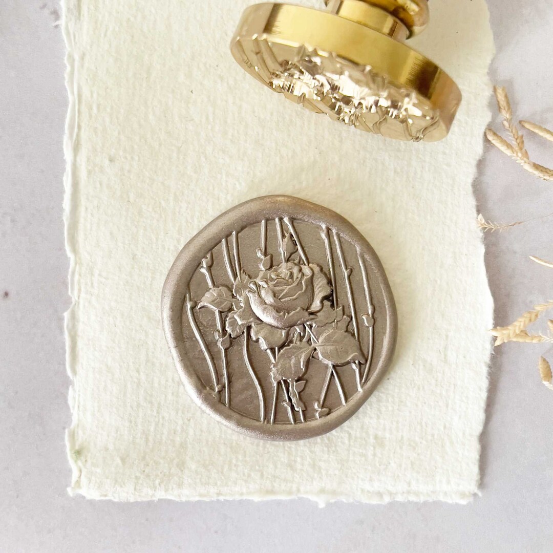 Emma Wax Stamp - Large | Wax Stamp With Detailed Rose Print | Pretty ...