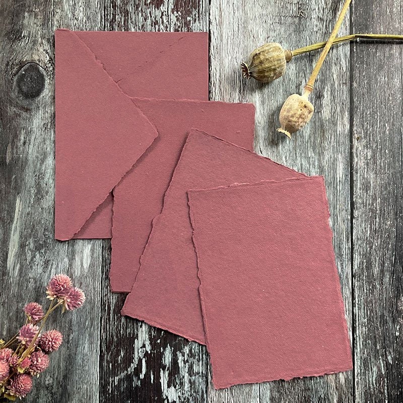 Dusky Rose Handmade Paper | PACK OF 5 SHEETS | Recycled Cotton Rag ...